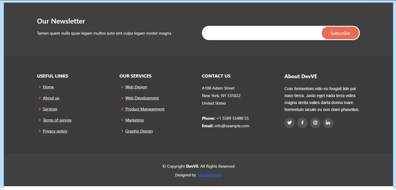 footer Snippets Examples