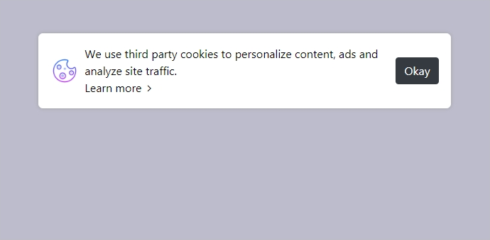 Bootstrap 5 floating cookie consent Example