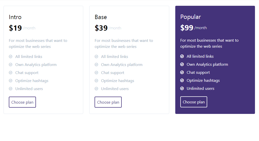 tailwind Snippets Examples