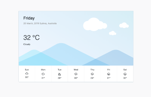 Bootstrap 4 complete weather report with search bar Example