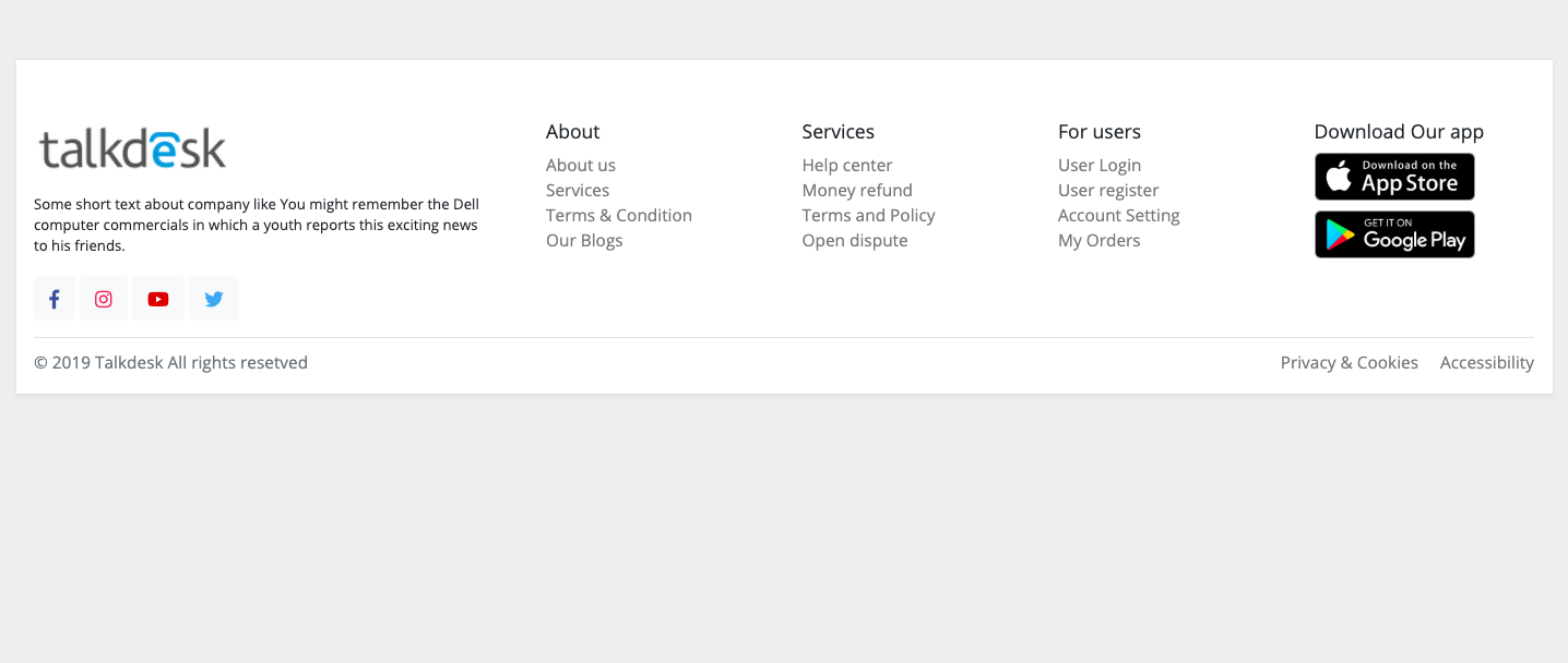 Bootstrap 4 Website Footer Example