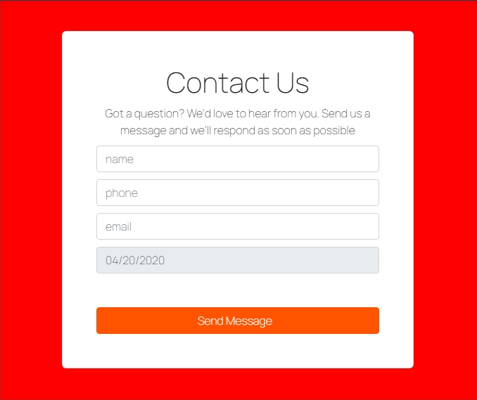 Bootstrap 4 contact us section with card Example