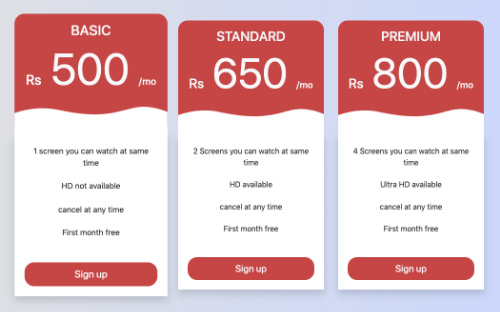 Bootstrap 5 Subscription pricing table with plan details Example