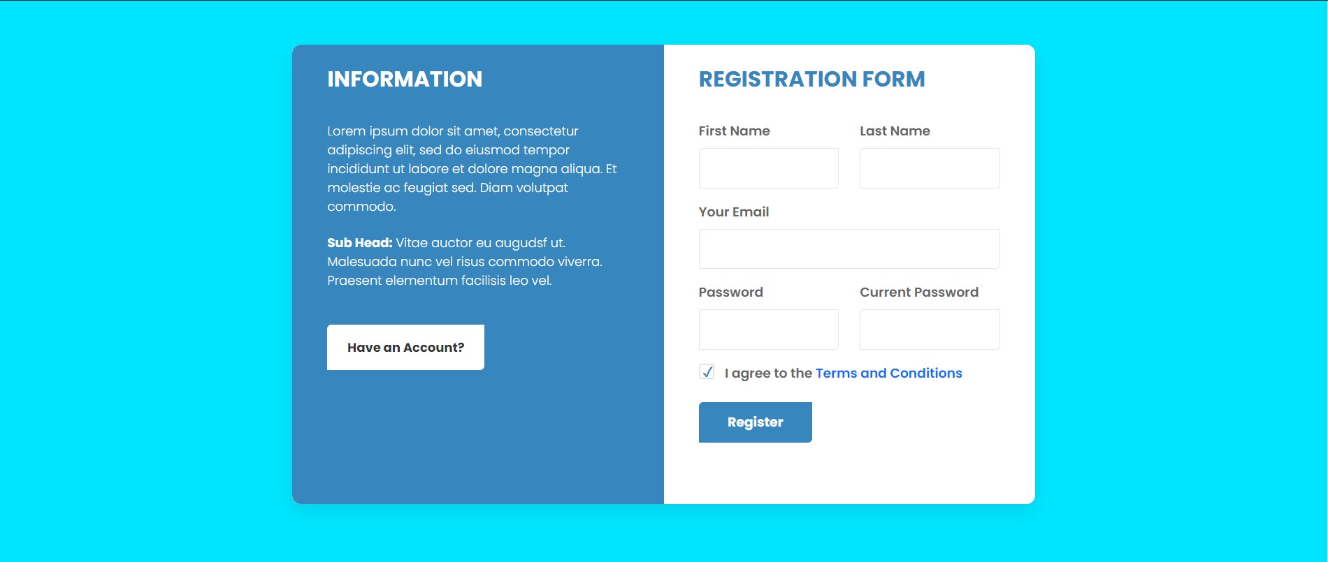 Bootstrap 5 Glowing register form Example Bootstrap 5 Glowing register form Example