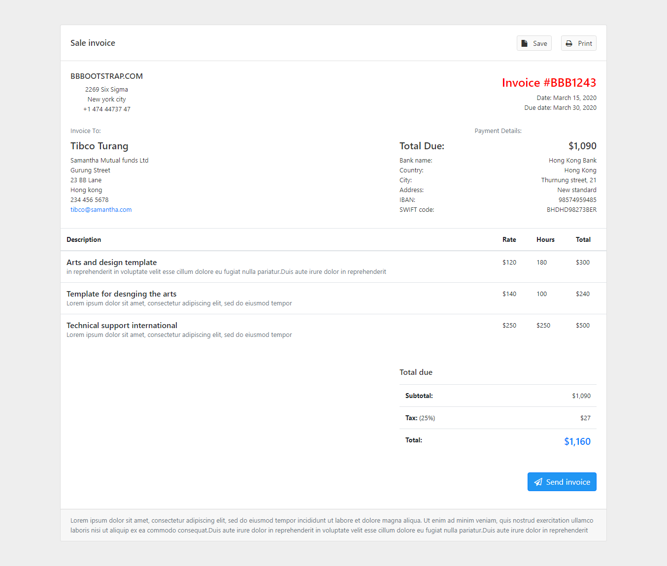 invoice Snippets Examples