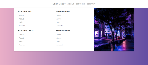 Bootstrap 4 mega menu navigation bar with icons Example