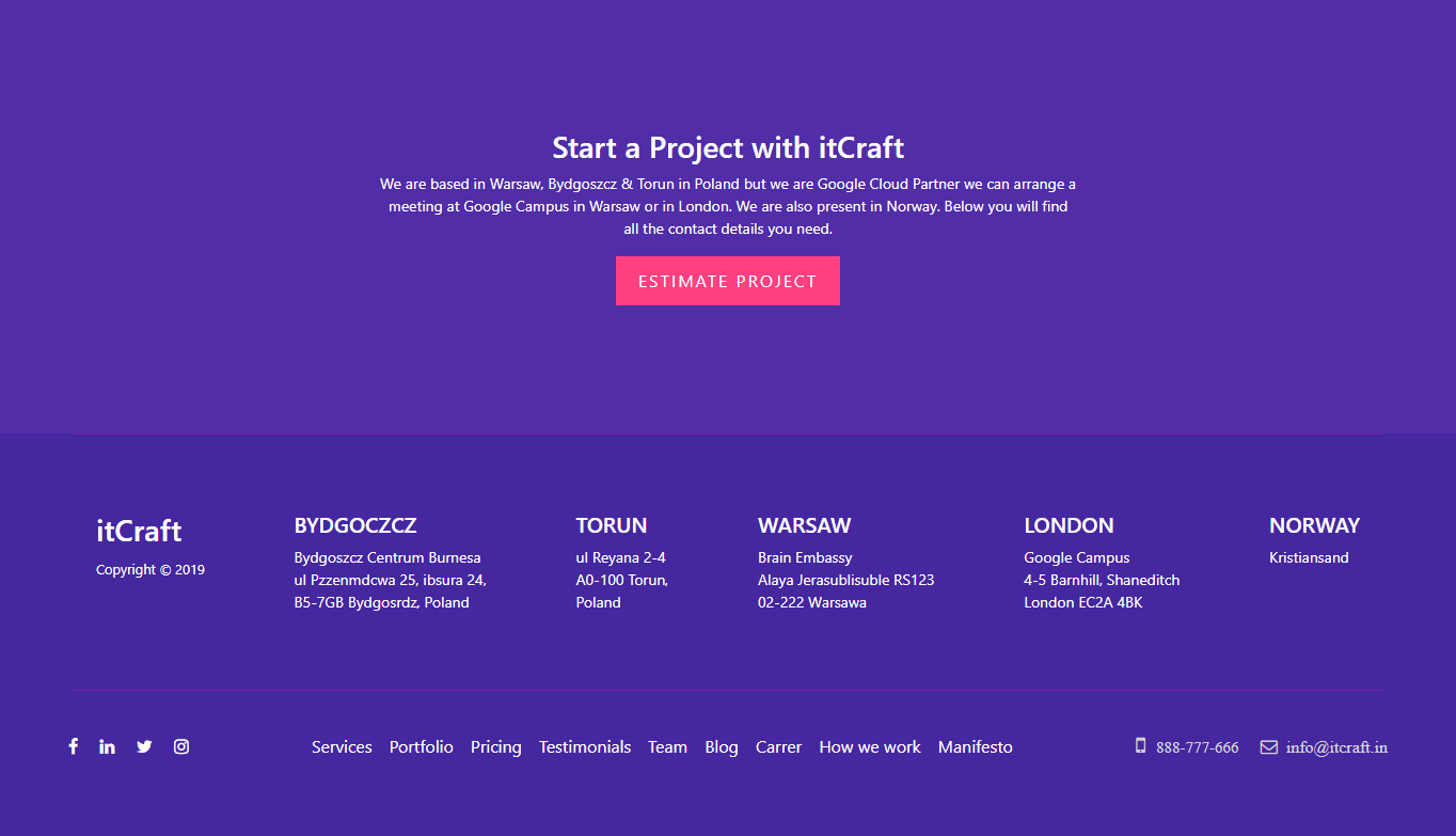 Bootstrap 4 Website Footer Example