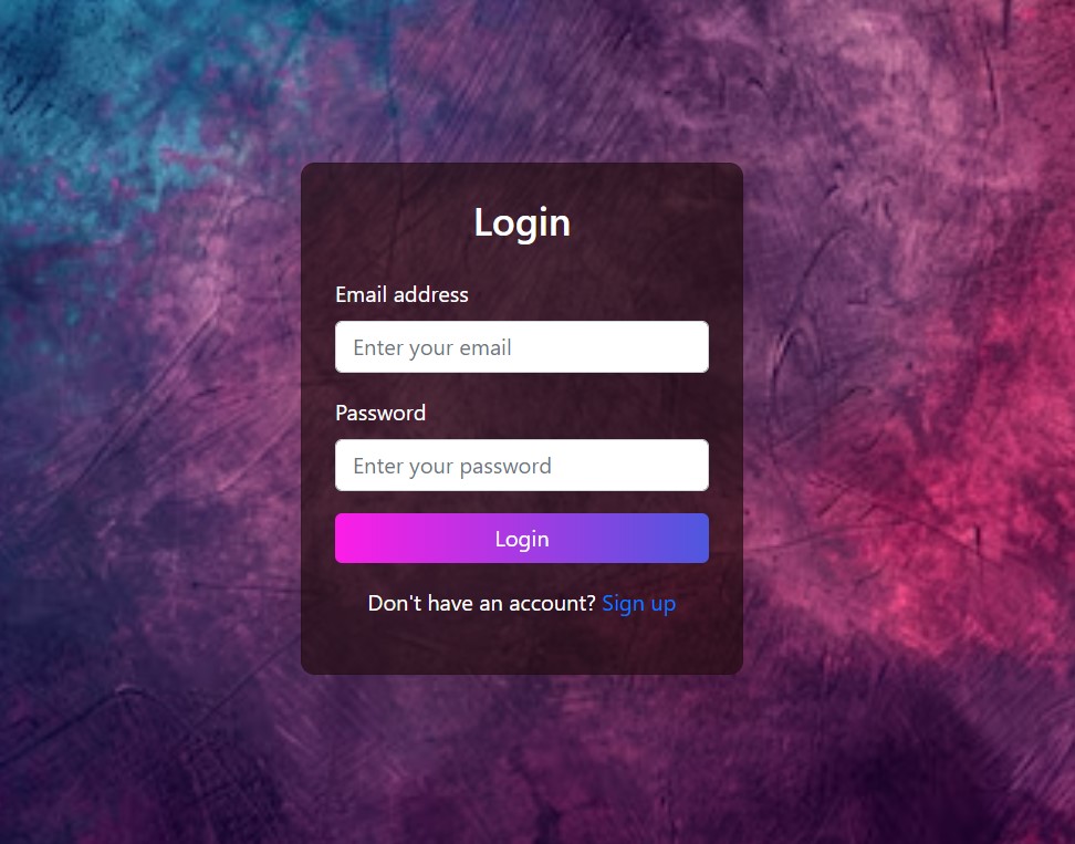 Bootstrap 5 Glowing login form Example