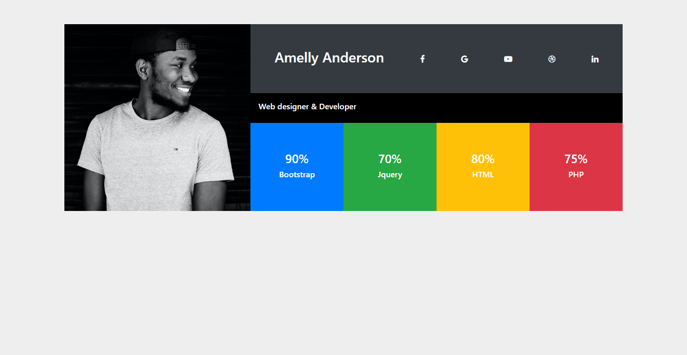Bootstrap 4 simple user profile with hover effect and icons Example