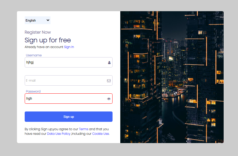 signup Snippets Examples - page #2